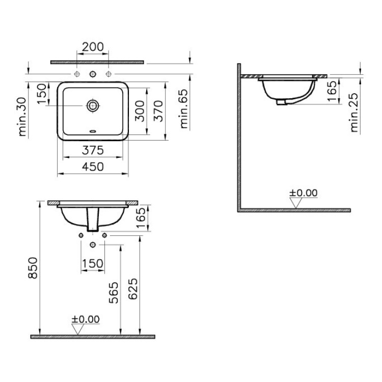 VitrA S20 Square Undercounter Basin | Sanctuary Bathrooms