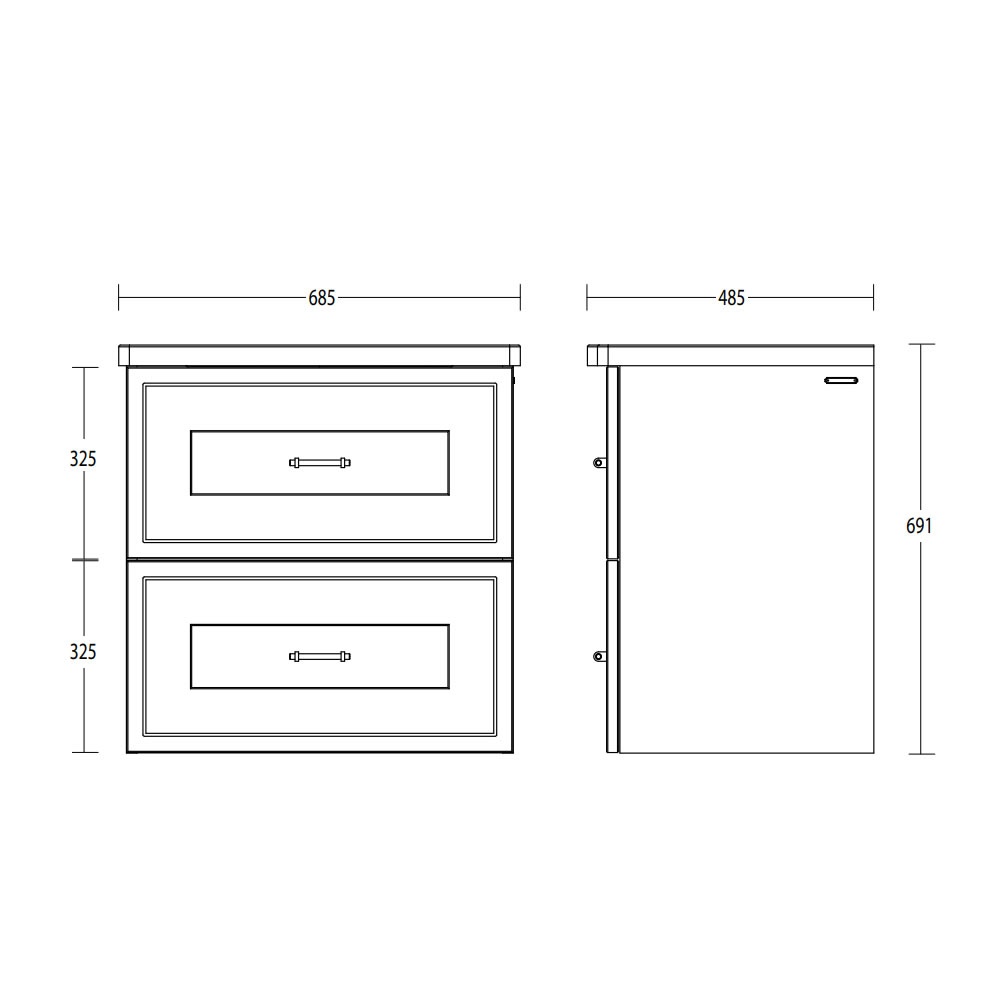 Imperial Fradley Sea Mist 685mm Wall Hung Vanity Unit & Radcliffe Basin ...