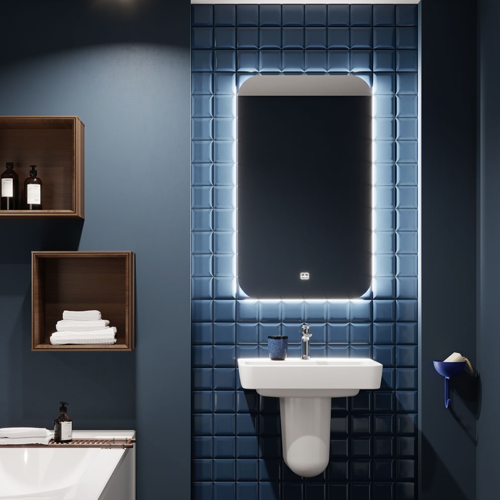 V&B More to See Lite 600x1000 Curved Corner LED Mirror | Sanctuary