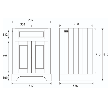 Heritage Wilton 800mm Graphite Freestanding Vanity Unit & Worktop