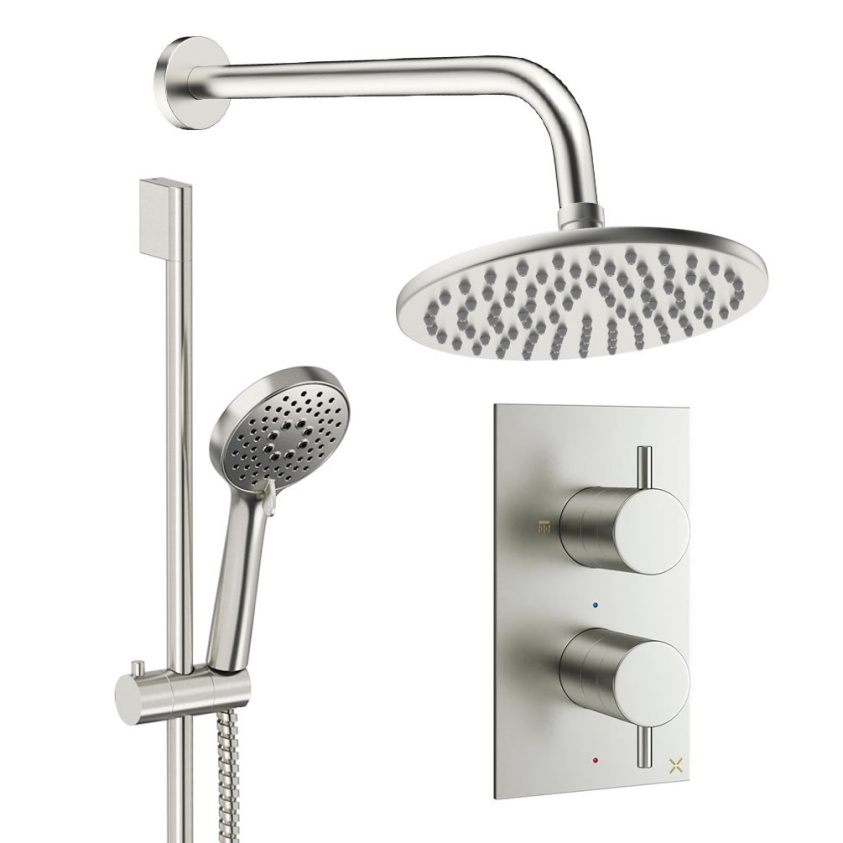 Crosswater Design Nickel 2-Way Side Rail Shower | Sanctuary