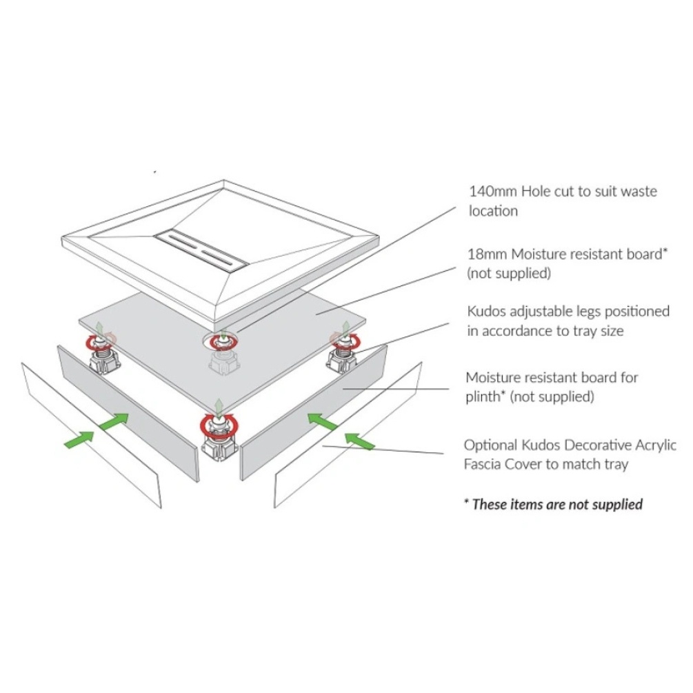 Kudos Square & Rectangular Slate Shower Tray Leg & Fascia Kit