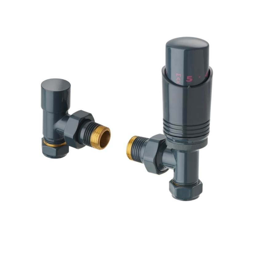 Terma Cylindrical TRV Anthracite Angled Rad Valve | Sanctuary