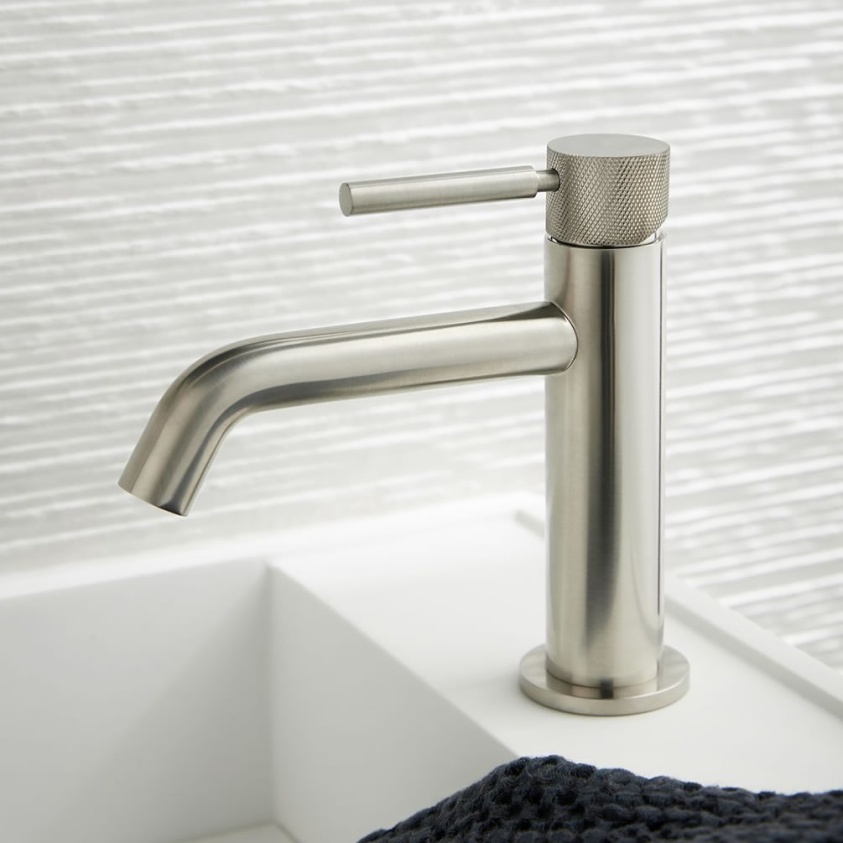 Vado Individual Knurled Nickel Basin Mono Tap | Sanctuary Bathrooms