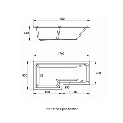 Sommer L Shaped 1700mm Shower Bath | Sanctuary Bathrooms