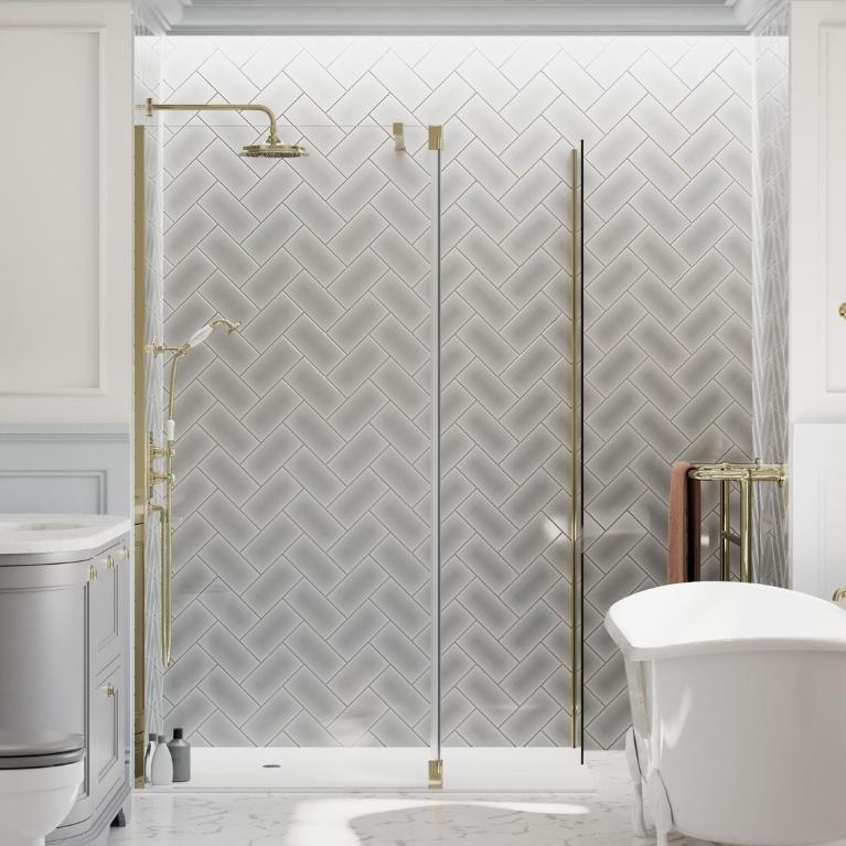 Burlington Gold Walk In Shower Enclosure | Sanctuary Bathrooms