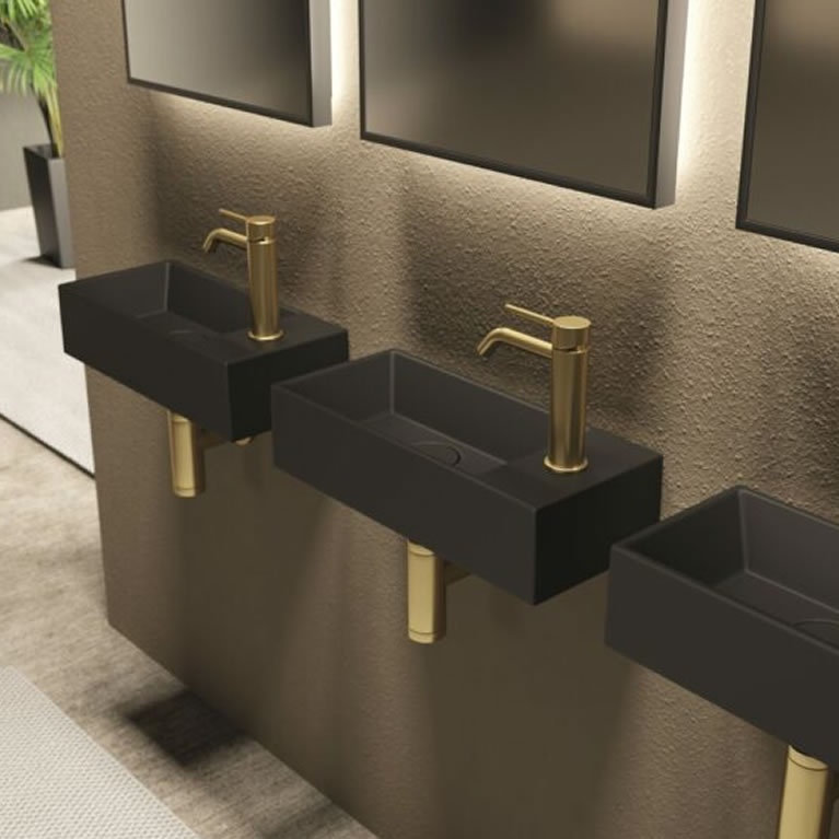 Zero 3 450mm Matt Black Wall Mounted Basin | Sanctuary Bathrooms
