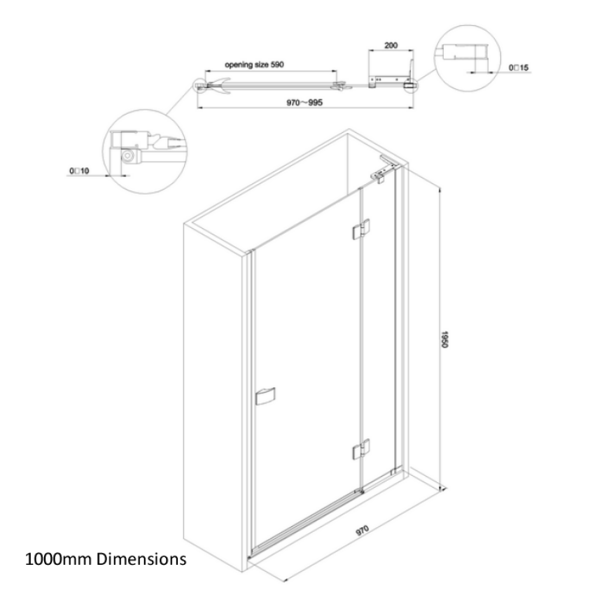 Crosswater Design 8 Hinged Door & Inline Panel | Sanctuary