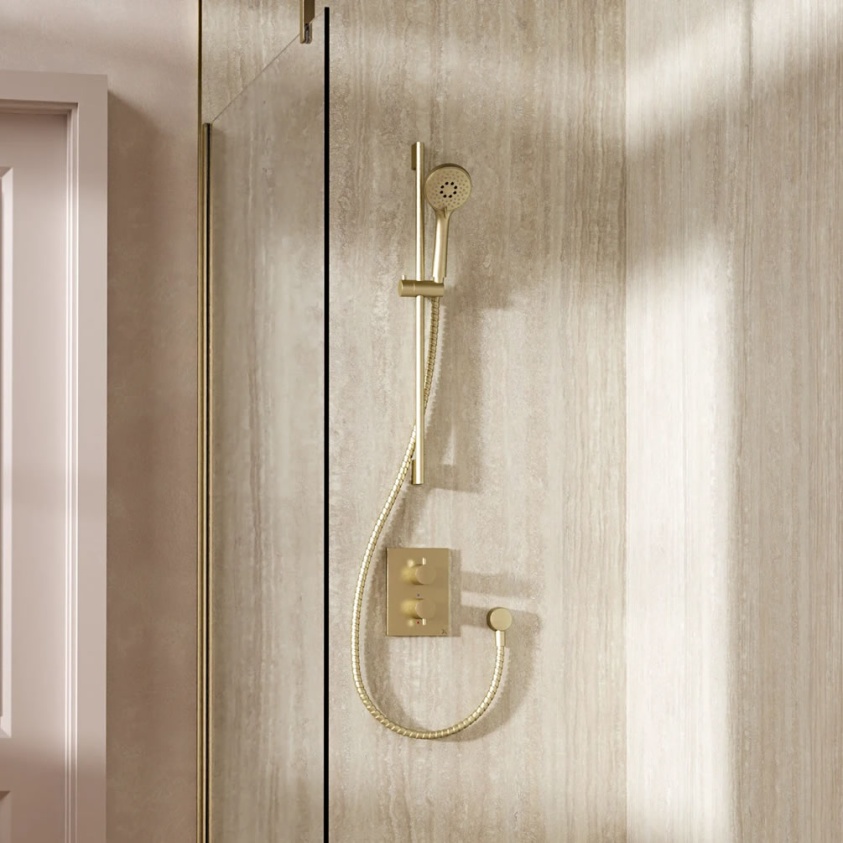 Crosswater Crossbox Brass Slide Rail Shower Set | Sanctuary