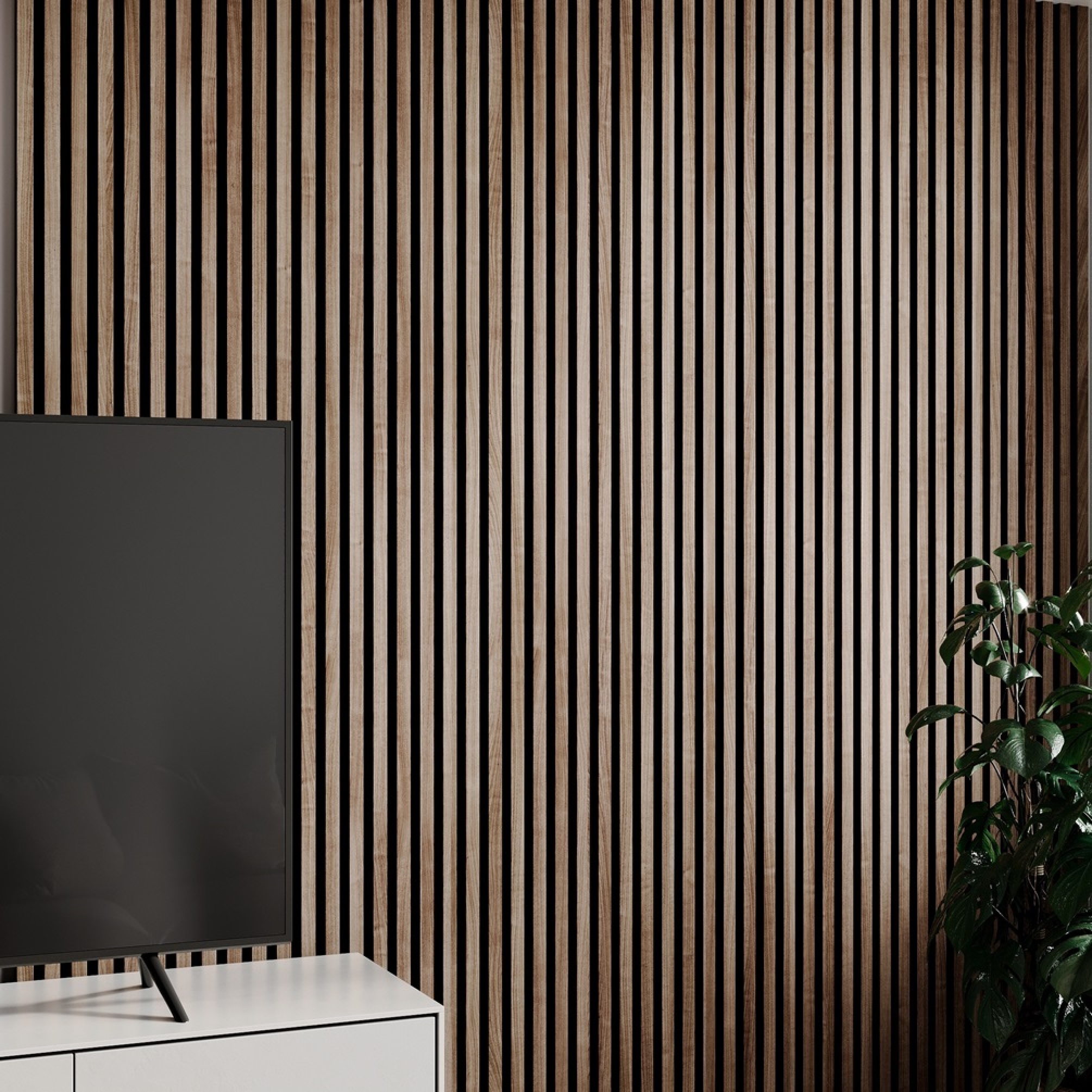 Camden Walnut & Black slatted waterproof Wall Panels | Sanctuary