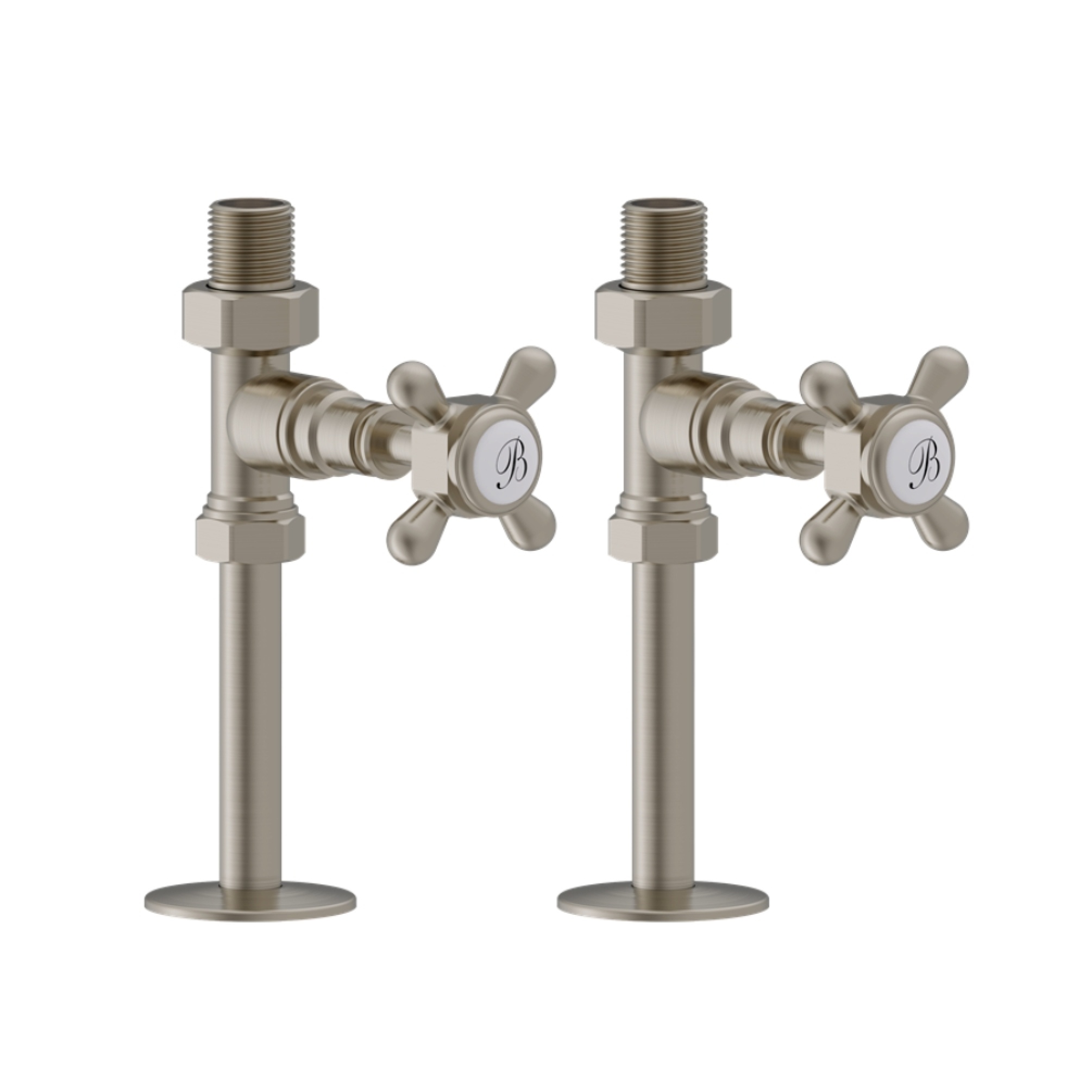 Burlington Brushed Nickel Straight Radiator Valves | Sanctuary