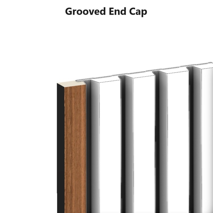 Camden Walnut + Black Slatted Wall Panel End Cap | Sanctuary