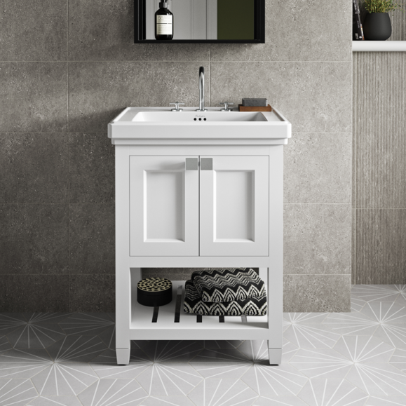 Burlington Riviera 580mm Basin & Matt White Vanity Unit