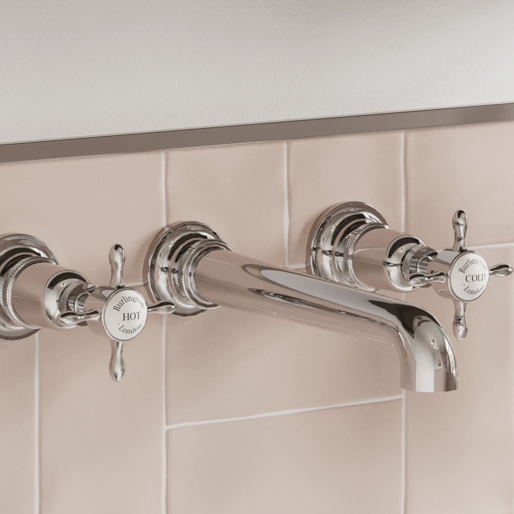 Burlington Guild 3TH Wall Mounted Chrome Bath Tap | Sanctuary