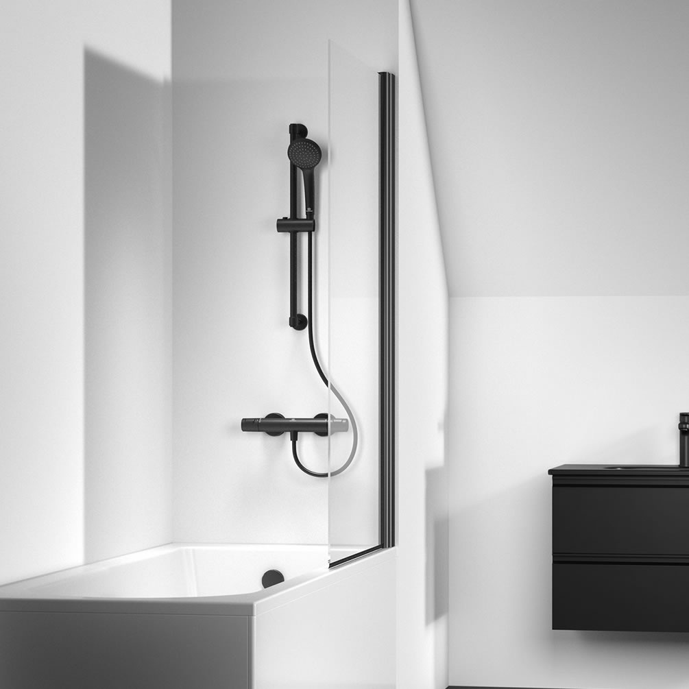 Ideal Standard Connect 2 Black Angle Bath Screen | Sanctuary Bathrooms