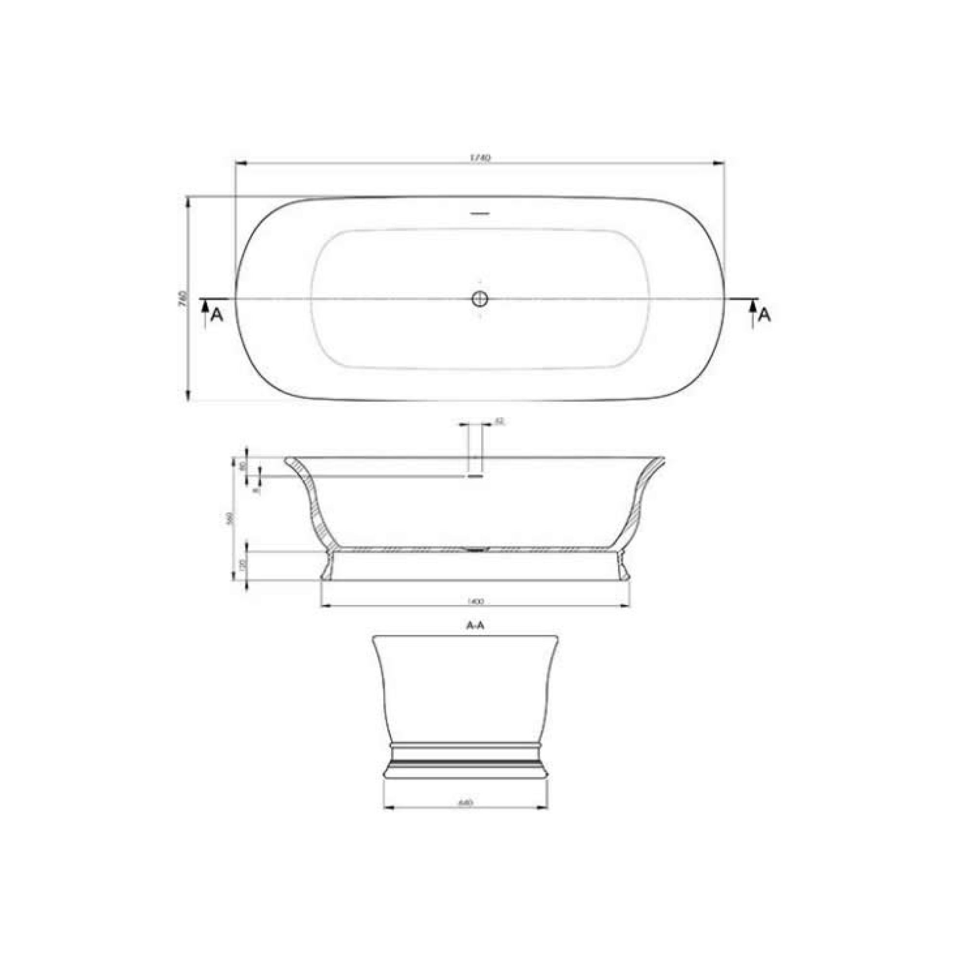 BC Designs Aurelius 1740mm Cian Stone Freestanding Bath