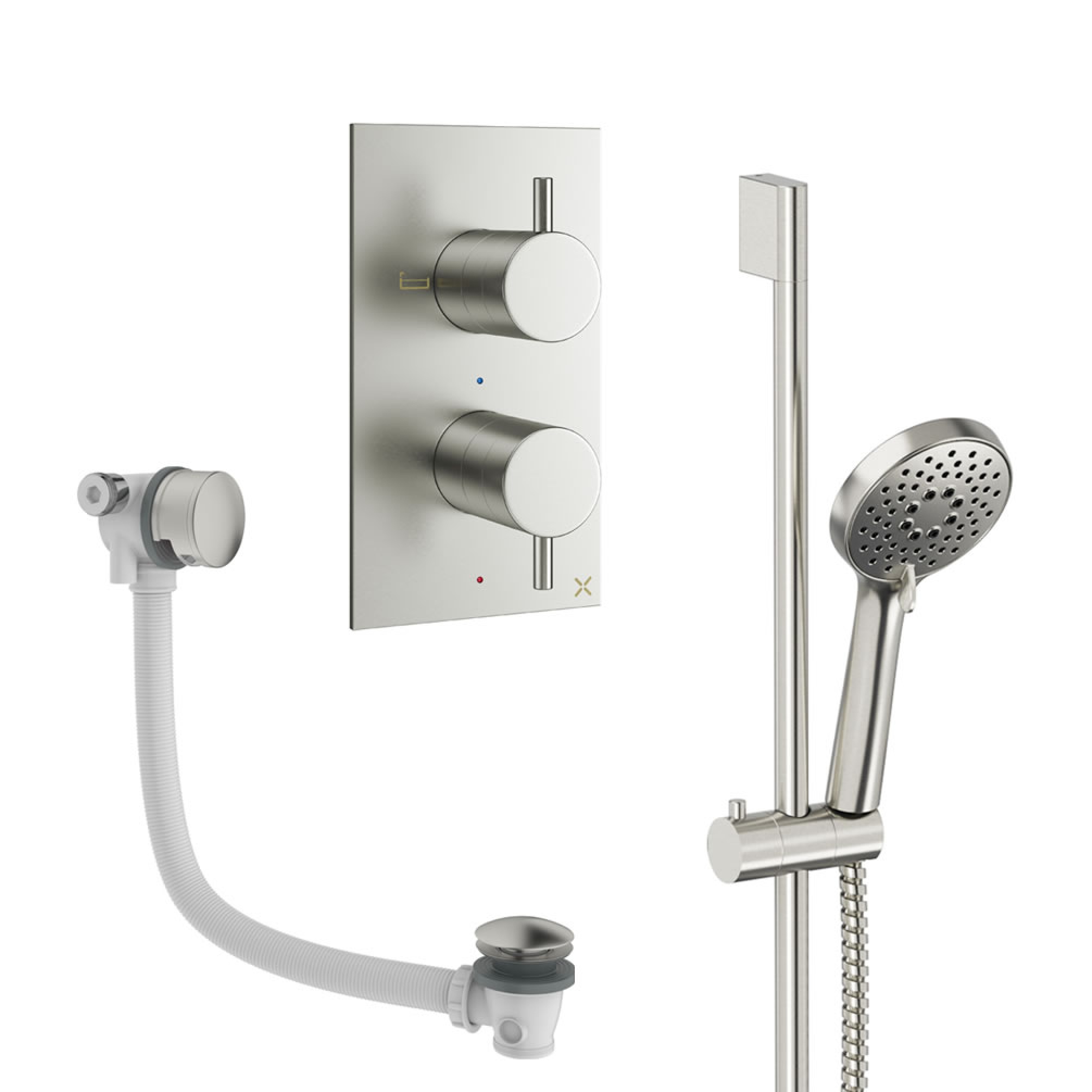 Crosswater Design Nickel 2-Way Shower Bath Set | Sanctuary