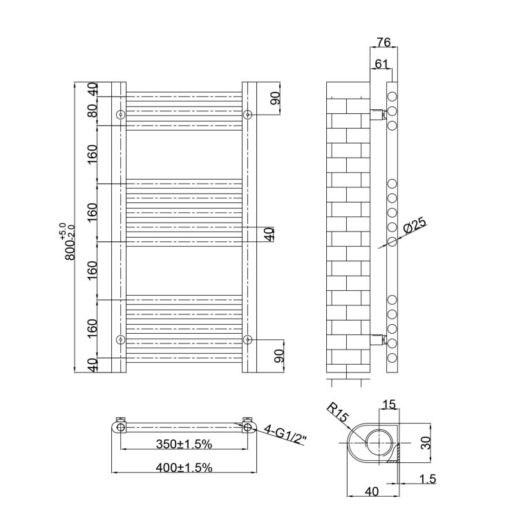 JTP Inox 800 x 400mm Stainless Steel Radiator - IX804SS | Sanctuary ...