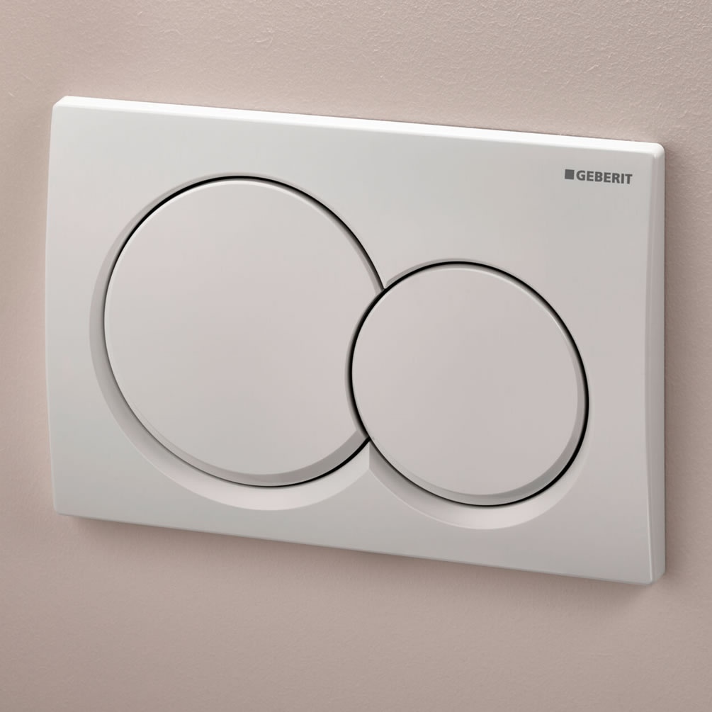 Geberit Alpha01 Round White Dual Flush Plate | Sanctuary