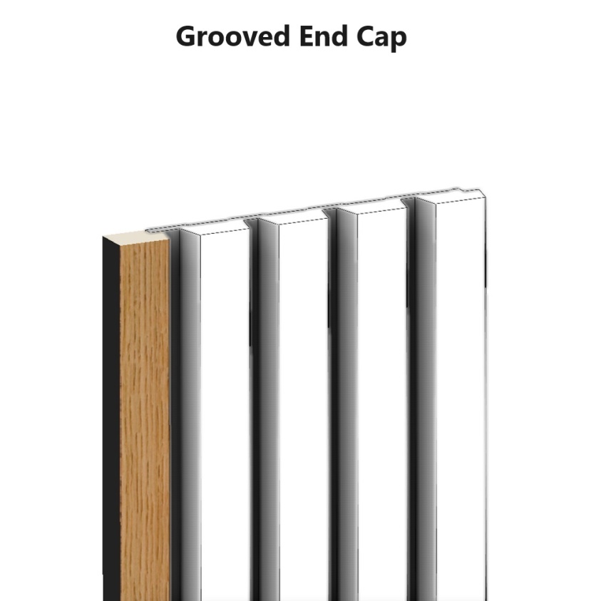 Camden Oak + Black Slatted Wall Panel End Cap | Sanctuary