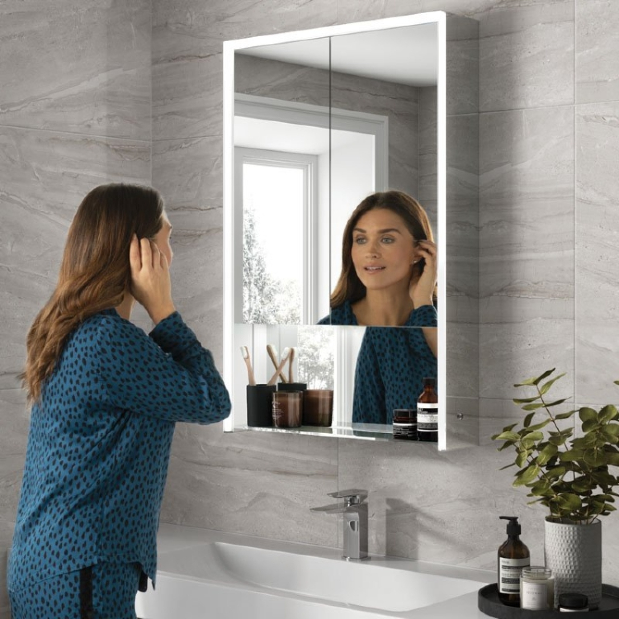 hib. Verve 600mm LED Mirror Cabinet with Shelf | Sanctuary Bathrooms