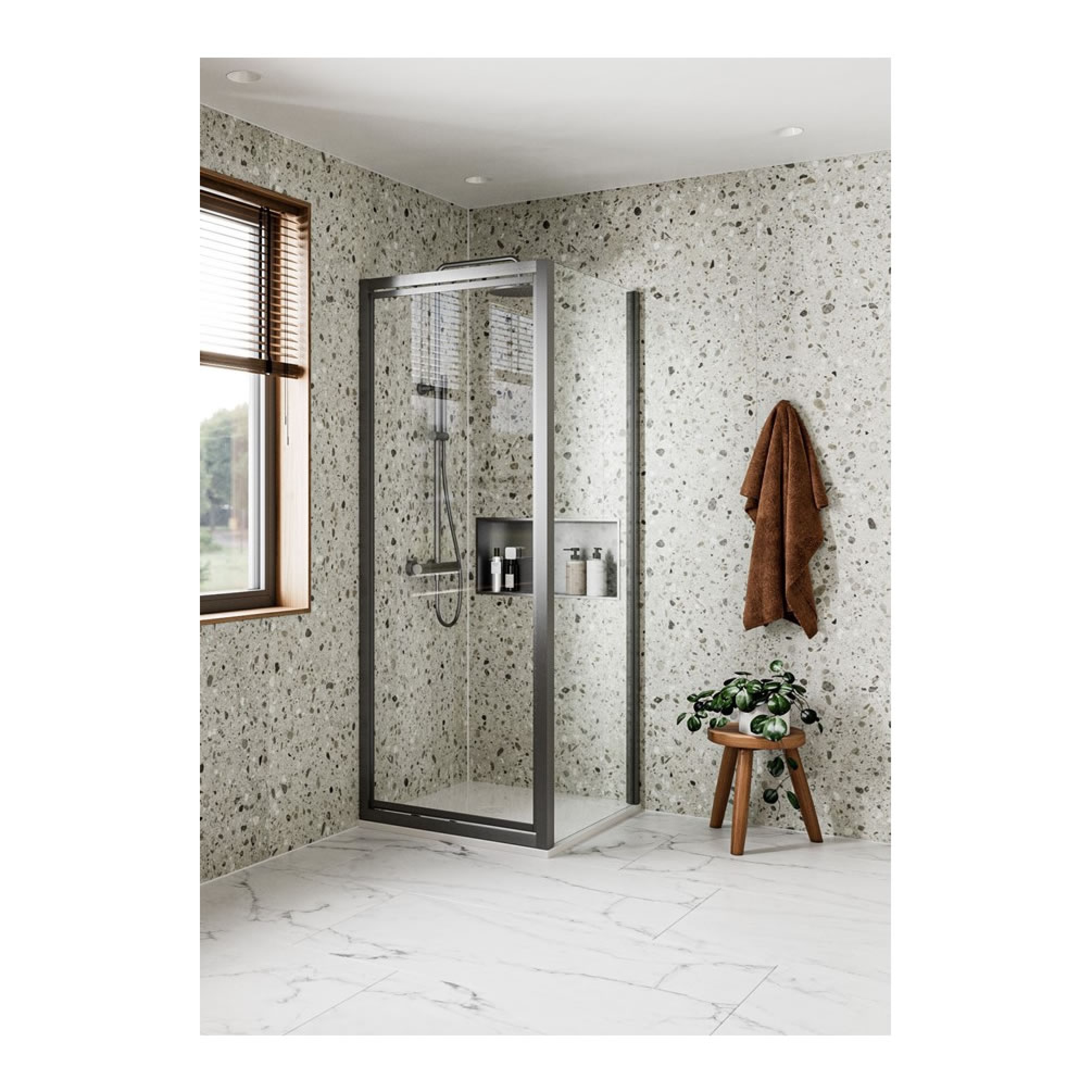 Crosswater Clear 6 Slate 800 Pivot Shower Door | Sanctuary