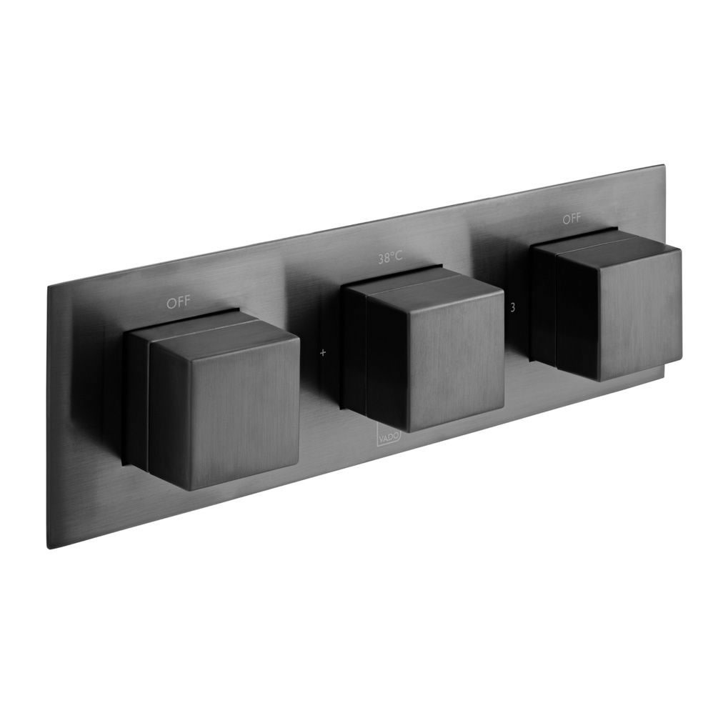 Vado Individual Square Black 3 Way Shower Valve | Sanctuary Bathrooms