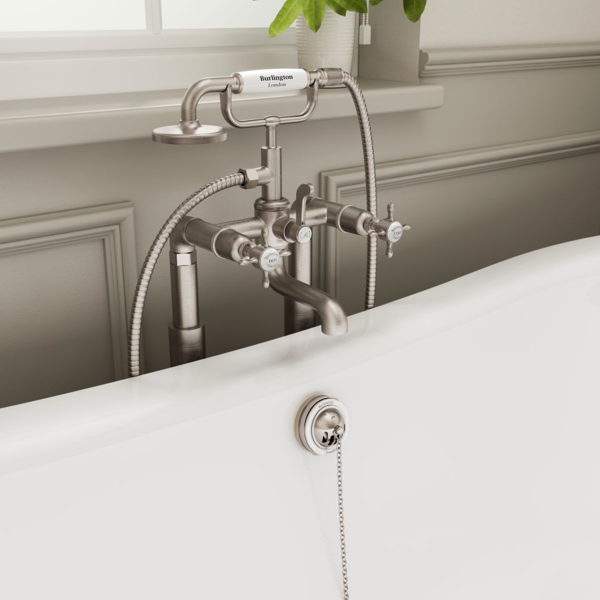 Burlington Guild Floor standing Nickel Bath Shower Mixer