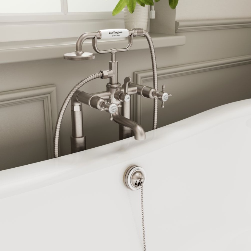 Burlington Guild Floor standing Nickel Bath Shower Mixer