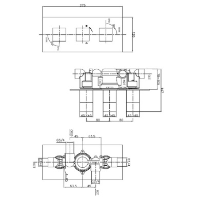 Crosswater Water Square Triple Shower Valve | Sanctuary Bathrooms