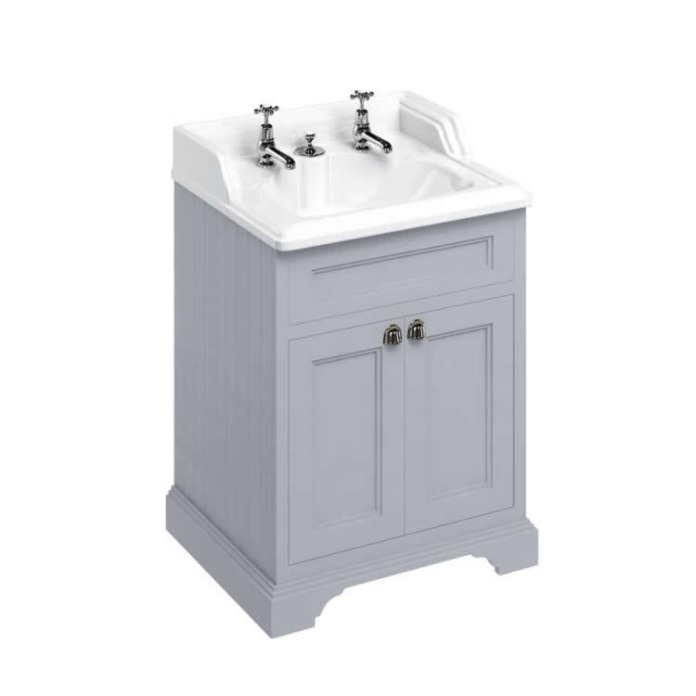 Burlington Classic 650mm Basin Overflow & Grey Unit Doors