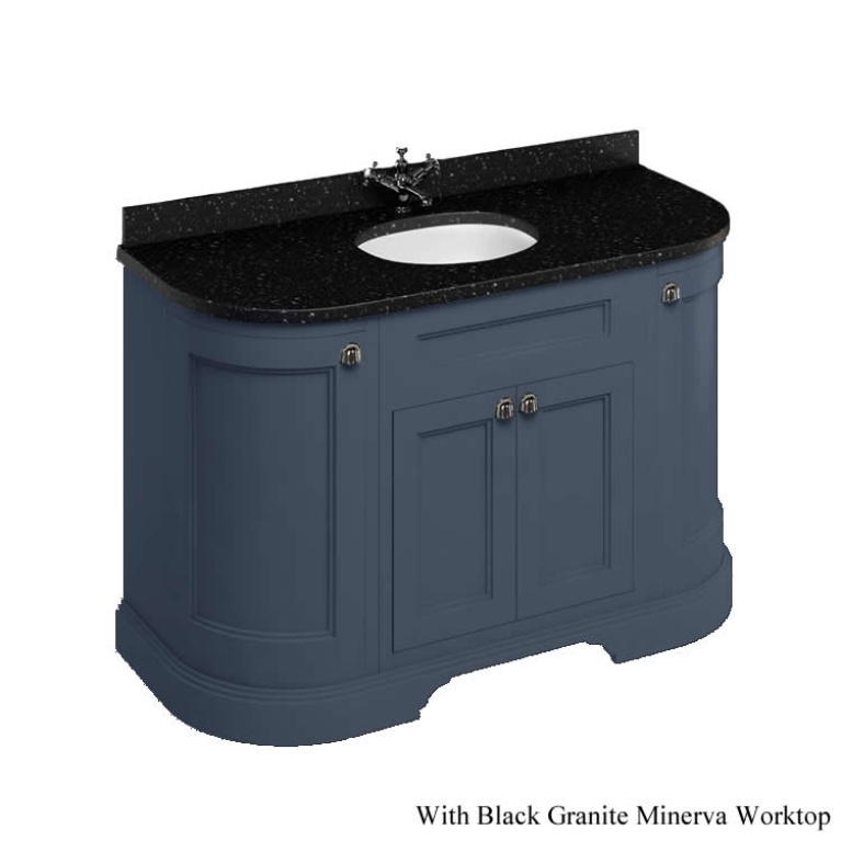 Burlington Minerva 1340mm Curved Worktop & Blue Unit Doors | Sanctuary
