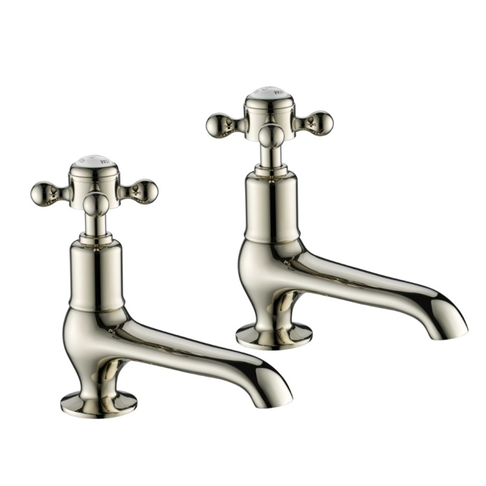JTP Grosvenor Nickel Long Nose Basin Pillar Taps
