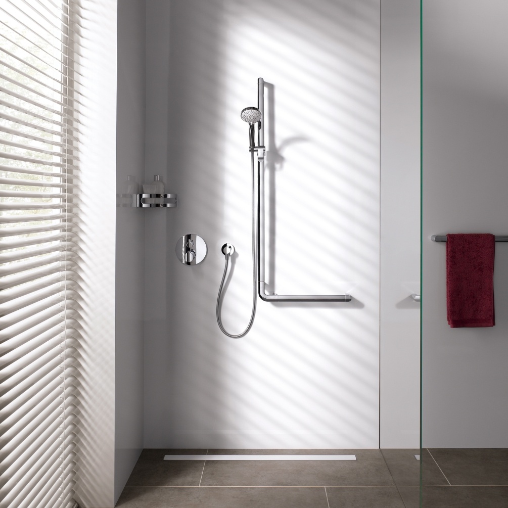 Keuco Elegance Chrome Angled Shower Rail | Sanctuary Bathrooms