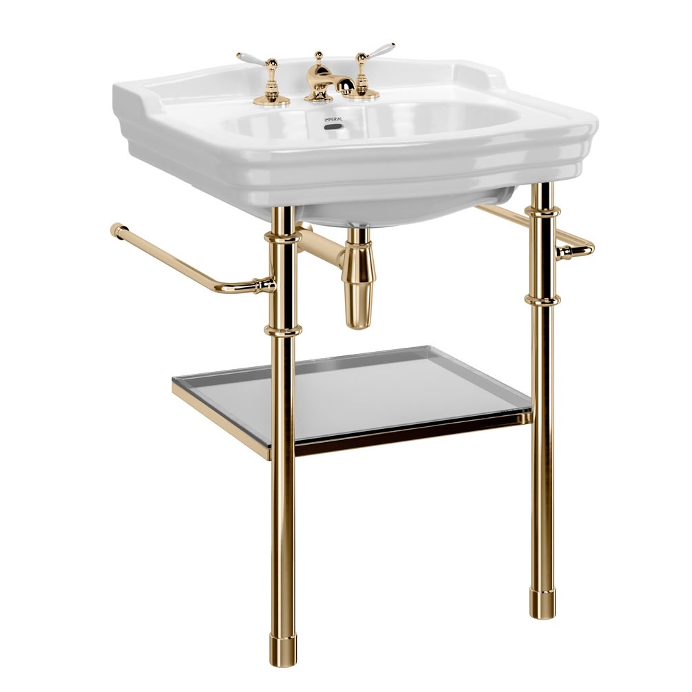 Imperial Regent 700mm Basin With Charlotte Antique Gold Wash Stand ...