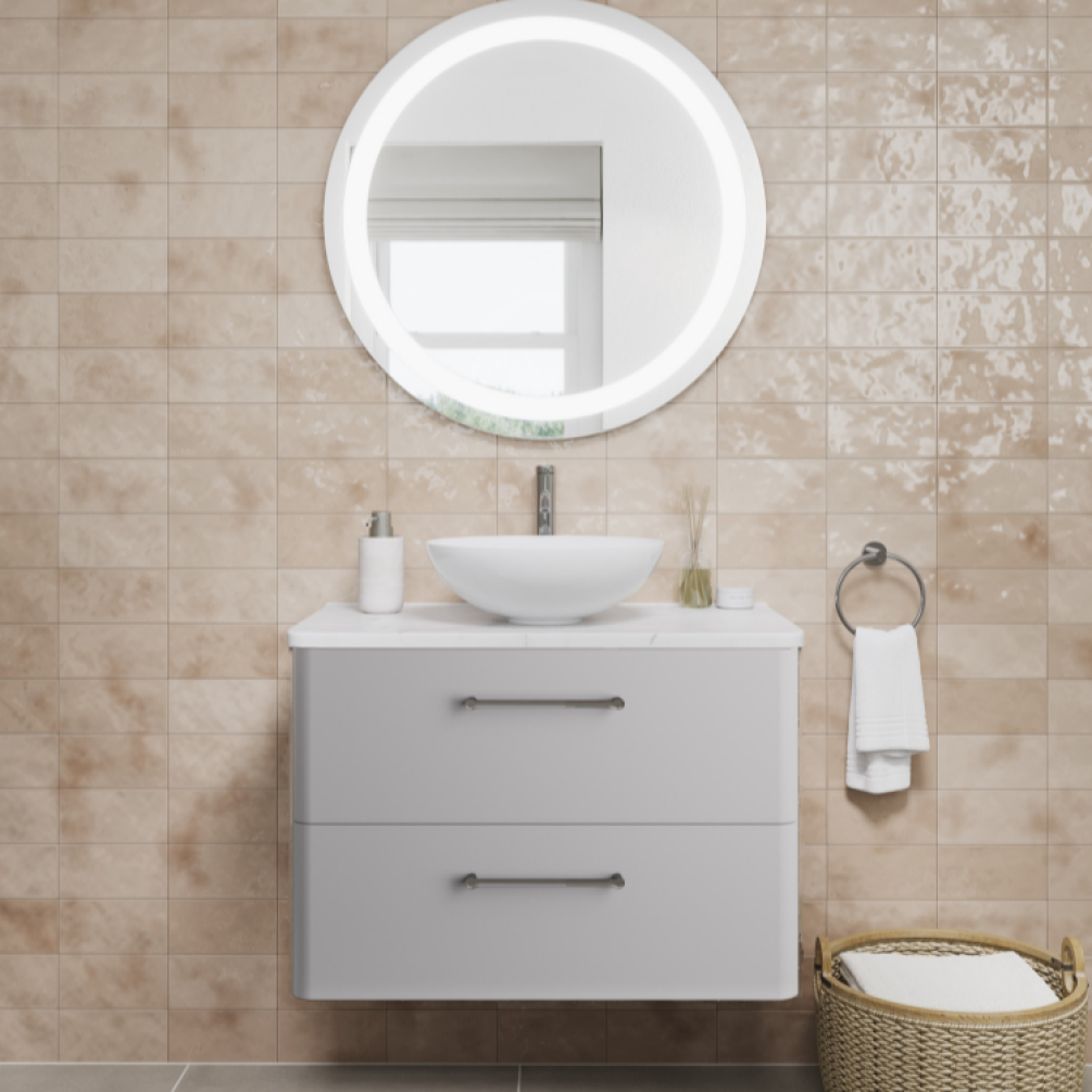 Britton Camberwell White Wall Vanity & Carrara Worktop