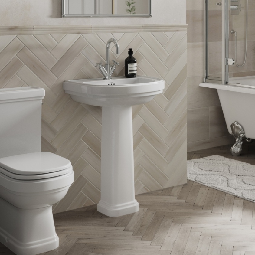 Burlington Riviera D Shaped Basin & Pedestal | Sanctuary
