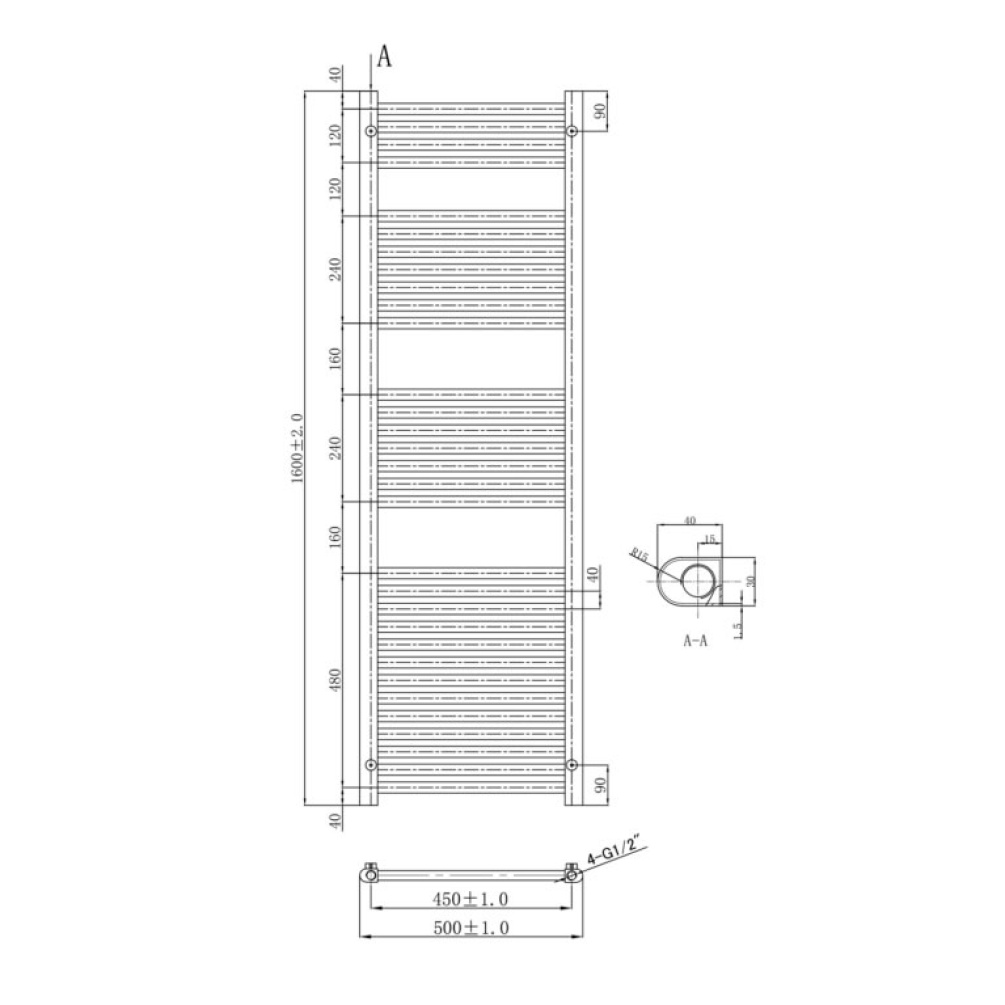 JTP Vos 1600 x 500mm Brushed Bronze Radiator - VOS1600BRZ | Sanctuary ...