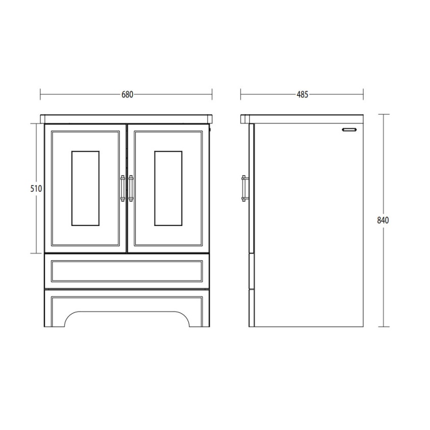 Imperial Fradley Dartmouth Grey 685mm Freestanding 2 Door & 1 Drawer ...