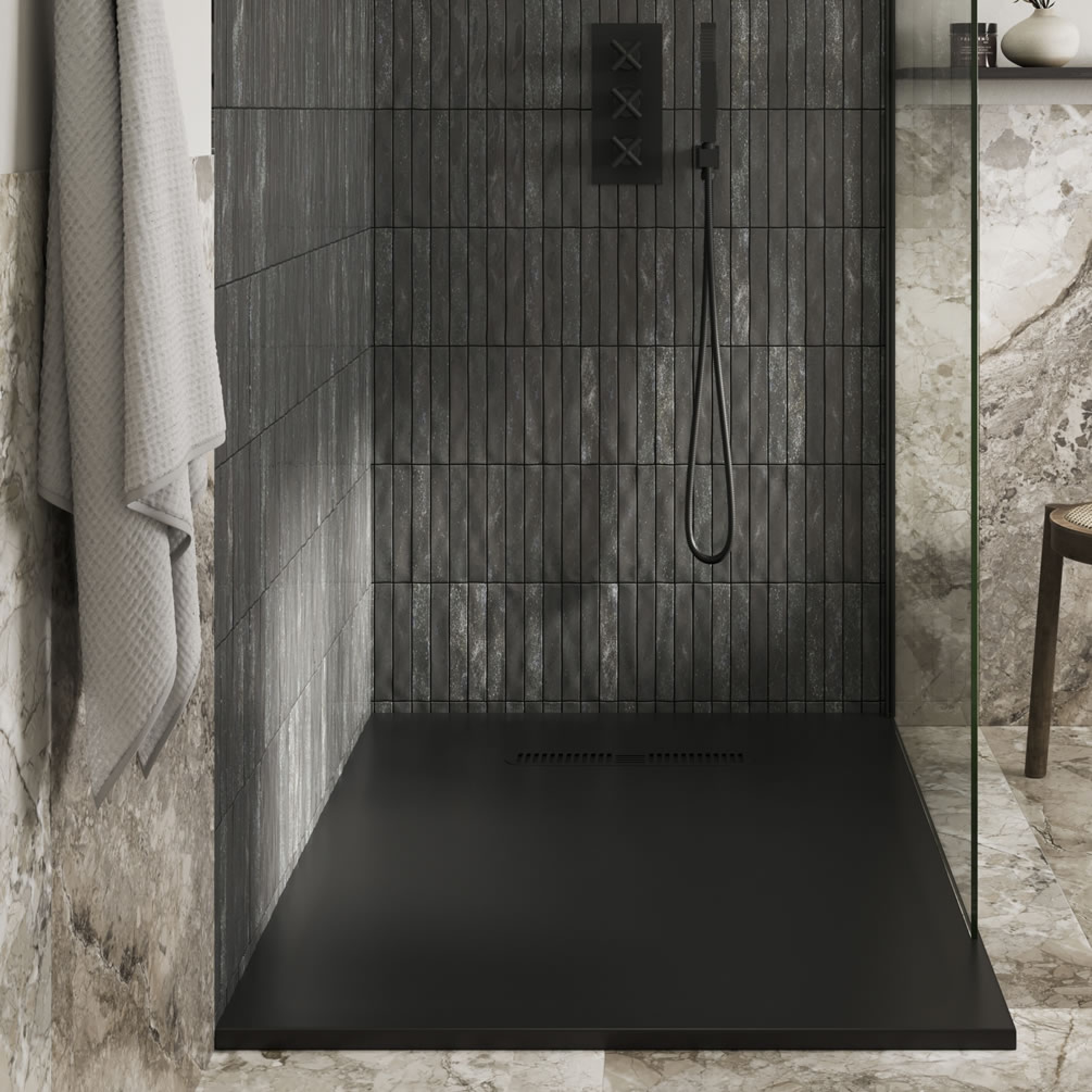 Crosswater Vito 1400 x 900mm Matt Black Shower Tray