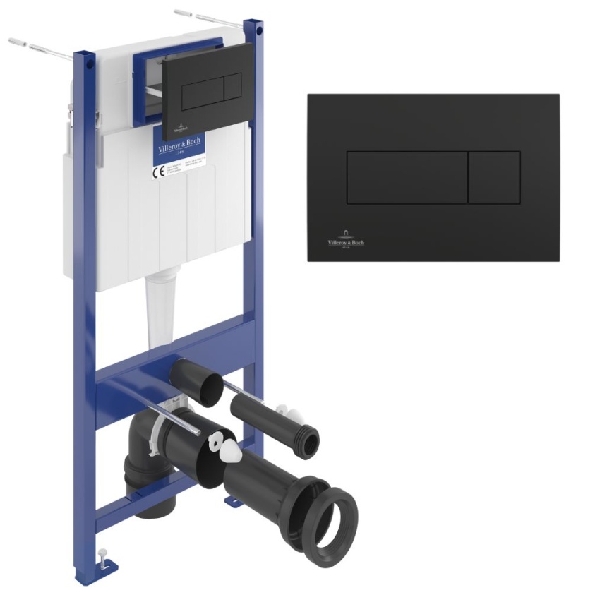 Villeroy & Boch ViConnect Pro S Frame & Matt Black Flush Plate