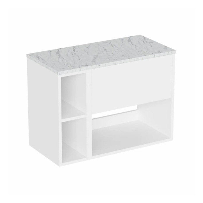 Britton Glossy White 800mm Vanity Unit, Worktop & Shelf Unit