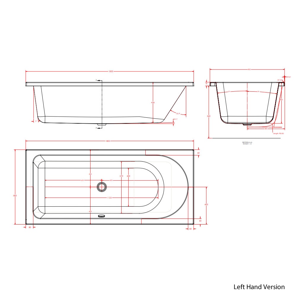 Eastbrook Beaufort Biscay 1800 x 800mm Shower Bath | Sanctuary Bathrooms