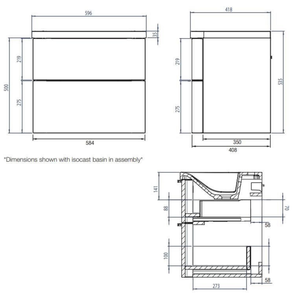 Roper Rhodes System 600mm Juniper Green Wall Mounted Vanity Unit ...