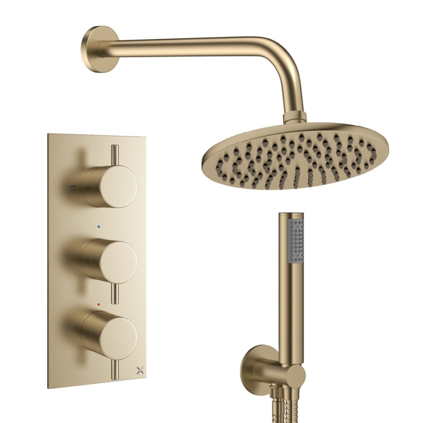 Crosswater Design Brass 3 Handle Rainfall Shower | Sanctuary