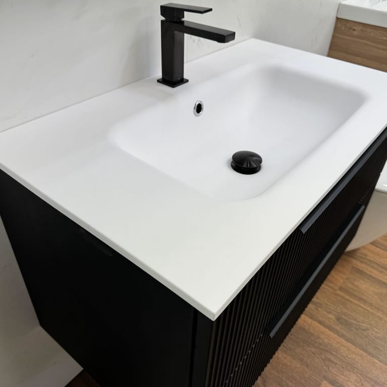 Marlow 600 Black Ash Wall Hung Basin Unit | Sanctuary Bathrooms