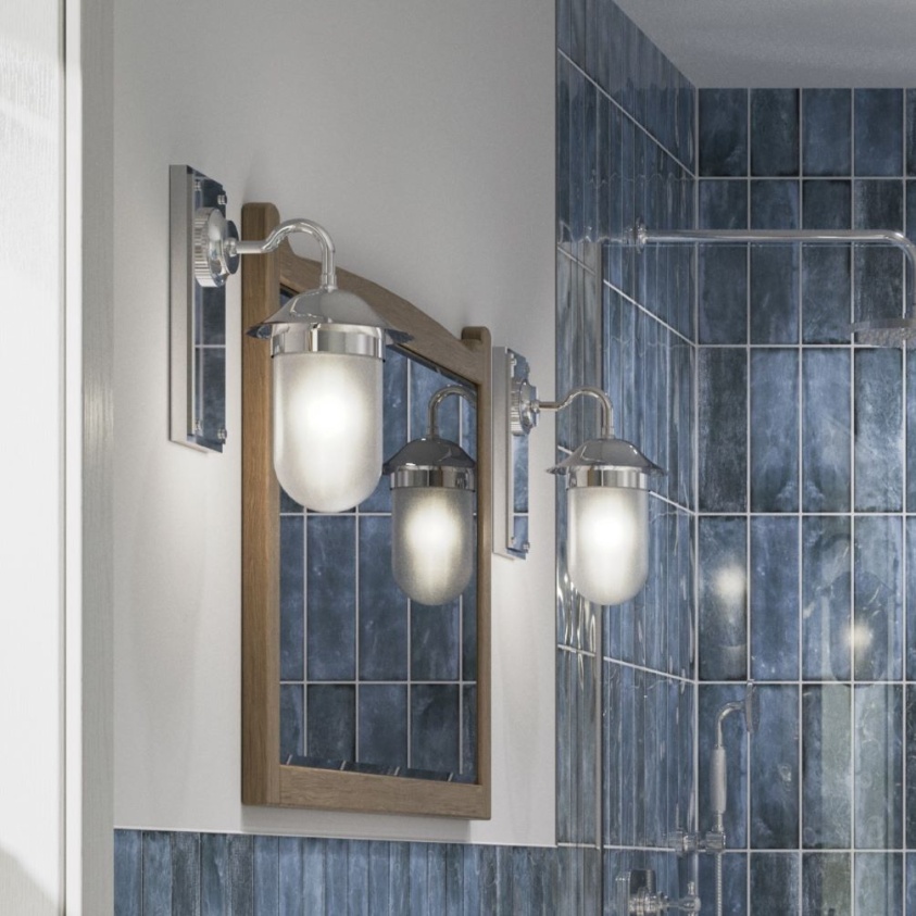 Burlington Guild Chrome Wall Mounted Frosted Light | Sanctuary