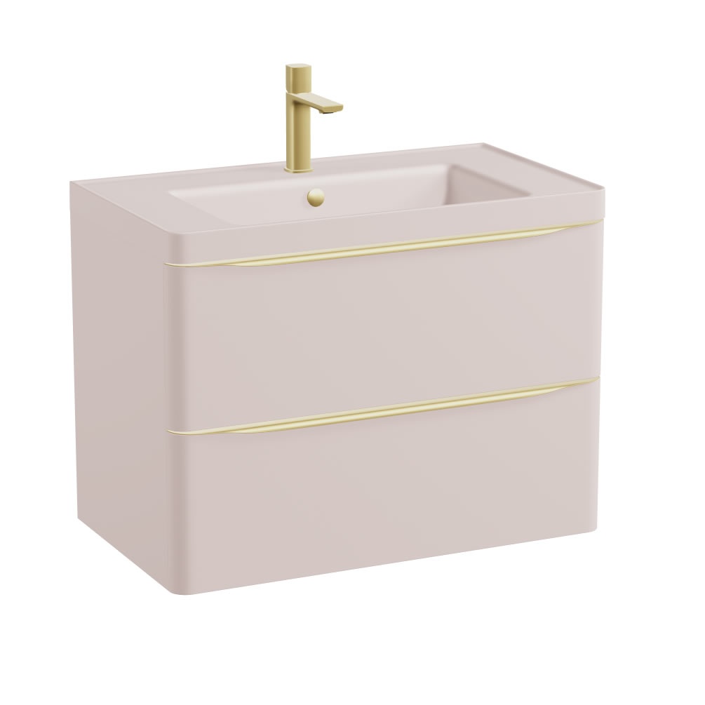 Vado Cameo 800mm Pink Clay Wall Hung 2 Drawer Vanity Unit & Basin ...