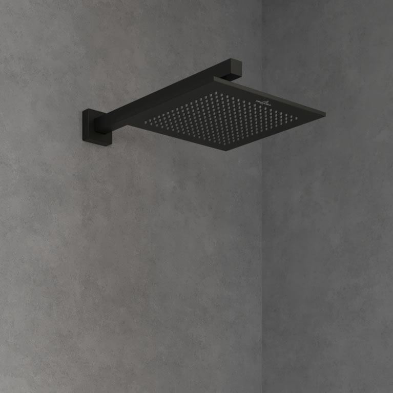 V&B Universal Black 250mm Square Shower Head | Sanctuary Bathrooms
