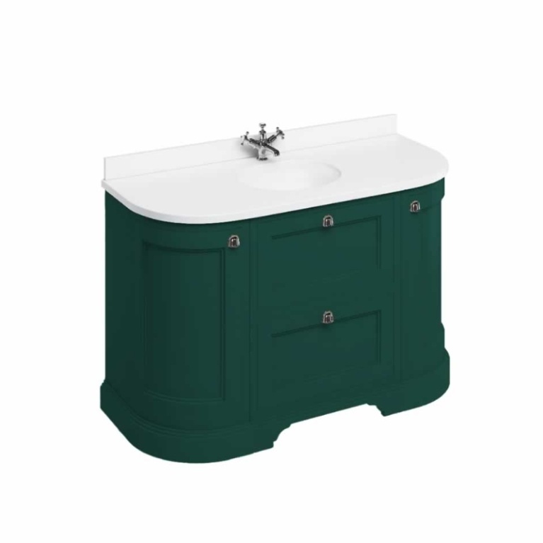 Burlington Minerva 1340 Curved Worktop & Green Unit Drawer | Sanctuary